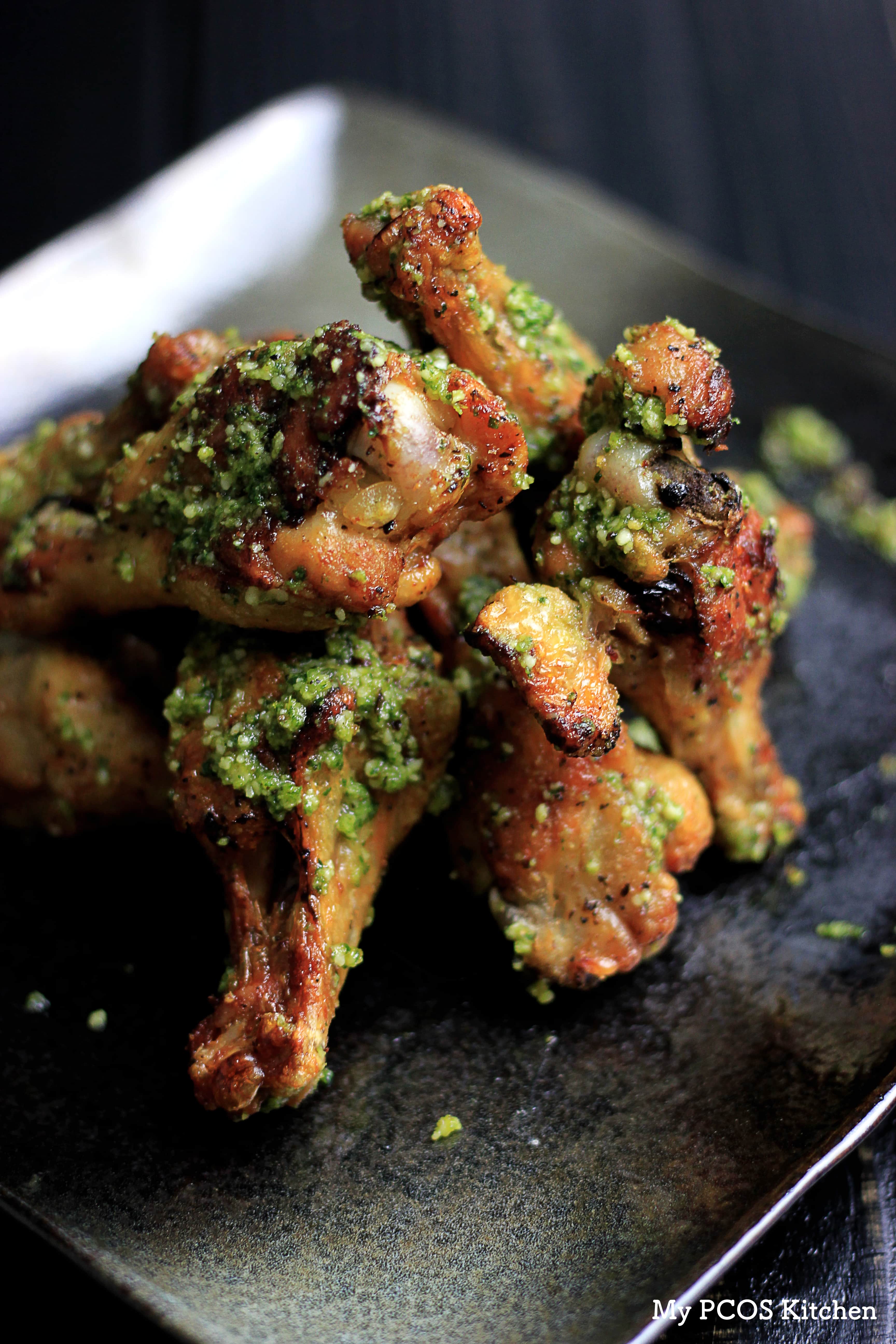 Pesto Chicken Wings (Keto/Low Carb/Paleo)